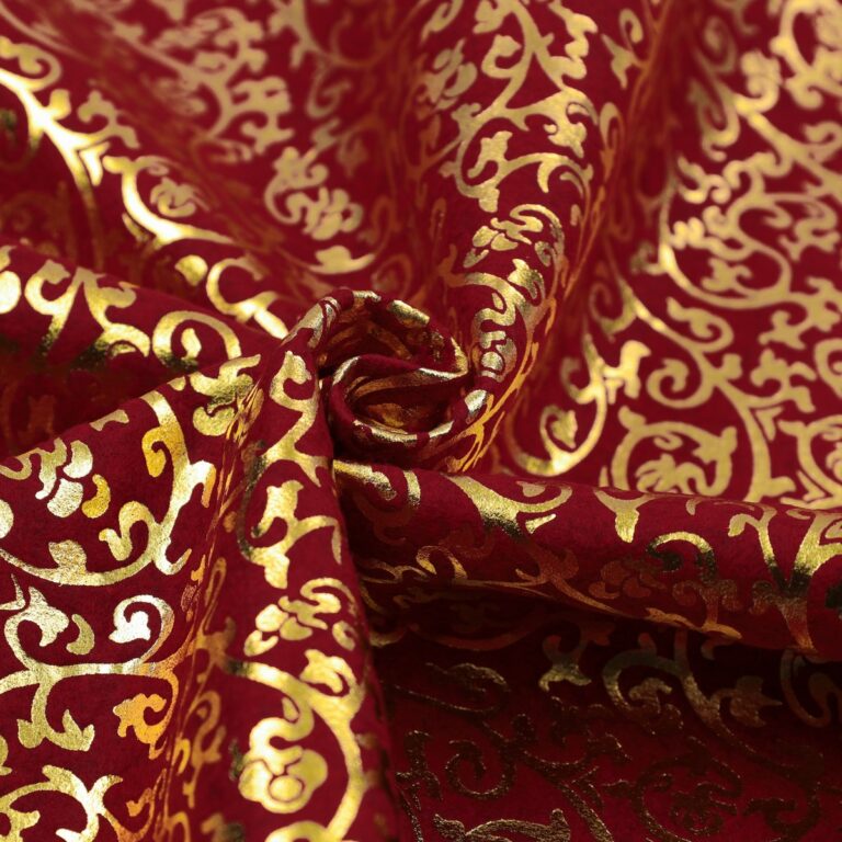 Pannolenci Placcato Oro e Argento Al Metro - Disegno Barocco - Rosso ...